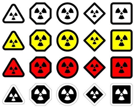 Premium Vector Set Radioactive Icon Nuclear Different Colors And