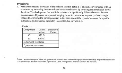 Solved Procedure Measure And Record The Values Of The Chegg