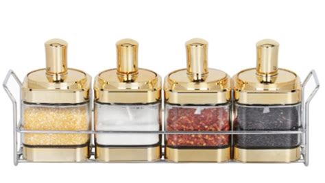 Банки для сипучих продуктів набір з 4 шт скляні ємності для зберігання з ложкою на металевій