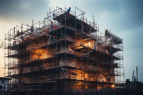 Premium Ai Image Construction Scaffolding And Building Site Generative Ai