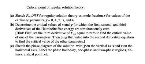 Solved Critical Point Of Regular Solution Theorya ﻿sketch