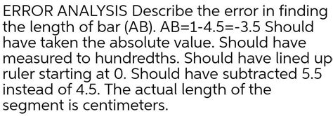Answered Error Analysis Describe The Error In Finding The Length Of