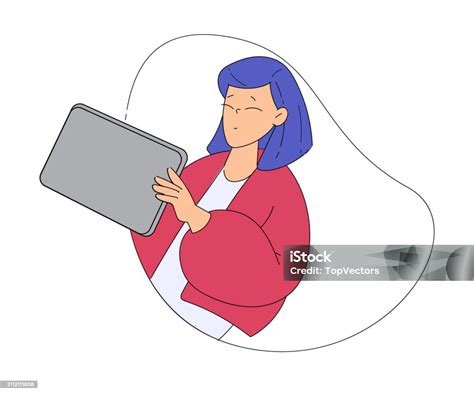 미소 짓는 여자 캐릭터 모양 밖으로 와 정제 벡터 일러스트 감시에 대한 스톡 벡터 아트 및 기타 이미지 감시 감정 개념