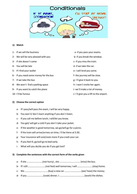 First Condition Free Interactive Worksheets 303187