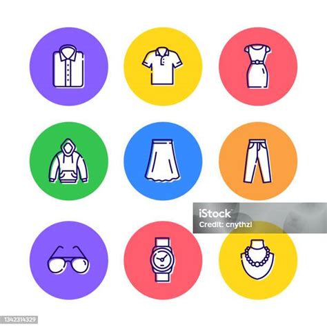 옷 및 액세서리 관련 라인 아이콘의 집합입니다 개요 심볼 컬렉션 0명에 대한 스톡 벡터 아트 및 기타 이미지 0명 가방 개념 Istock