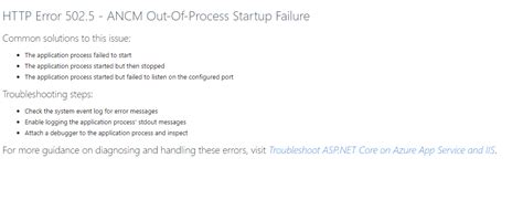 C Net Core Ancm Out Of Process Startup Failure When Hosting A Net Core Project