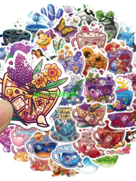 49pcs Cartoon Cup Pattern Assorted Sticker Cute Multi Purpose Sticker