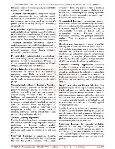 Personalized Medicine And Predictive Analytics A Review Of Computational Methods Pdf