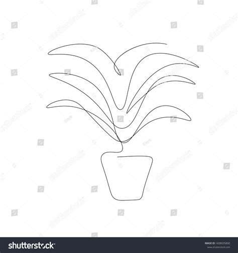 Plant Pot Line Drawing Vector Illustration Stock Vector Royalty Free Shutterstock