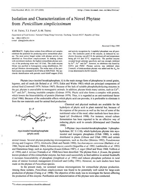 Pdf Isolation And Characterization Of Novel Phytase From Penicillium