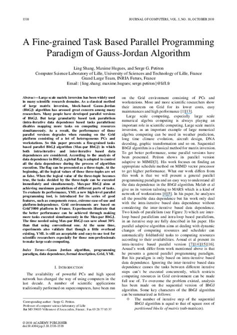 Pdf A Fine Grained Task Based Parallel Programming Paradigm Of Gauss