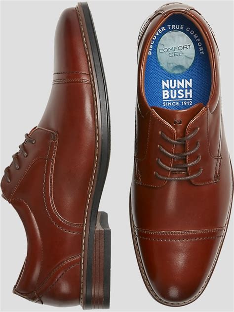 Nunn Bush Centro Flex Cap Toe Oxfords Cognac Tan Dress Shoes Men