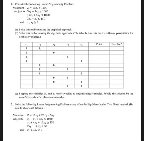 Solved 1 Consider The Following Linear Programming Problem