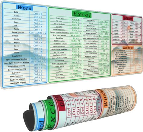 Computer Office Power Point Excel Word Shortcut Keys Mouse Pad Long