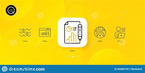 Web Traffic Waves And Report Document Minimal Line Icons For Web Application Printing Vector
