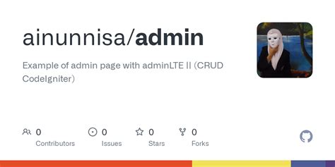 Github Ainunnisa Admin Example Of Admin Page With Adminlte Crud Codeigniter