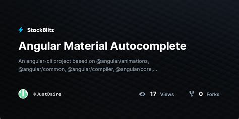 Angular Material Autocomplete Stackblitz