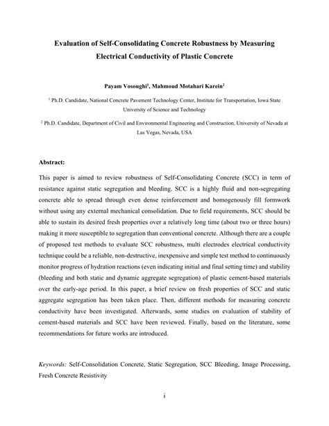 Pdf Evaluation Of Self Consolidating Concrete Robustness By Measuring