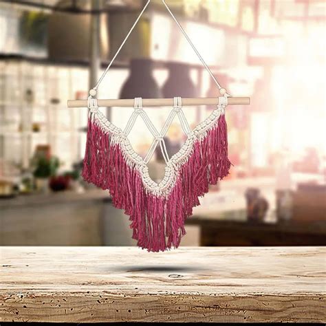 Настенный гобелен с Красной кисточкой в богемном стиле Настенный декор подарок для дома пряжа