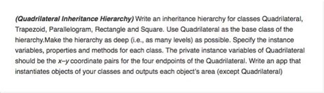 solved quadrilateral inheritance hierarchy write an