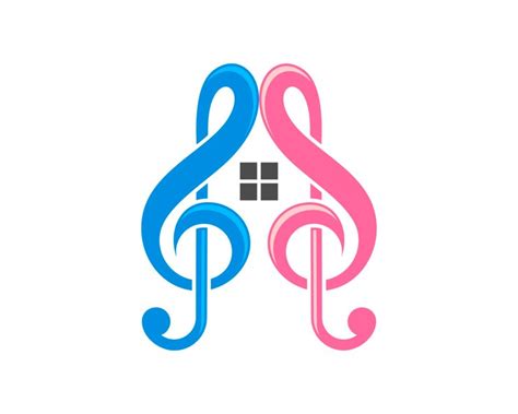 집 모양의 G 음자리표 음표 프리미엄 벡터