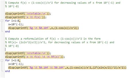 2 write script matlab create table values similar table 27 obtained evaluating given funct