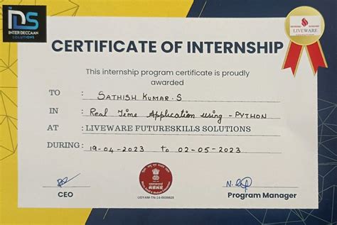 Sathishkumar S On Linkedin Livewarefutureskills Python Namakkal Realtimeapplications