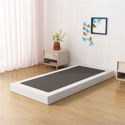 Twin Box Spring Bed Base 6 Inch Low Profile Metal Boxspring Twin With Fabric Cover 2000 Lbs
