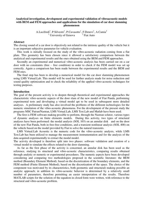 Pdf Analytical Investigation Development And Experimental Validation