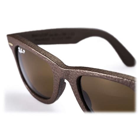 Ray Ban Rb2140qm 1153n6 Original Wayfarer Leather Brown Polarized Brown Classic B 15