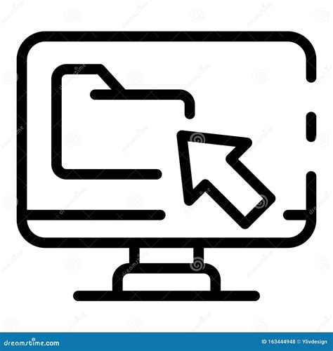 Computer And Folder Icon Outline Style Stock Vector Illustration Of Black Design 163444948