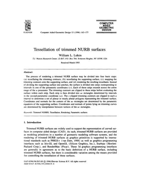 1996 Tessellation Of Trimmed Nurb Surfaces Pdf Pdf Rendering