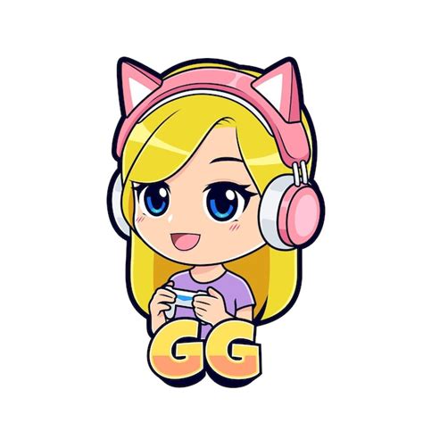 Vector De Logotipo De Mascota De Juego De Dibujos Animados De Chica