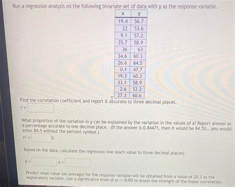 Solved Run A Regression Analysis On The Following Bivariate Chegg