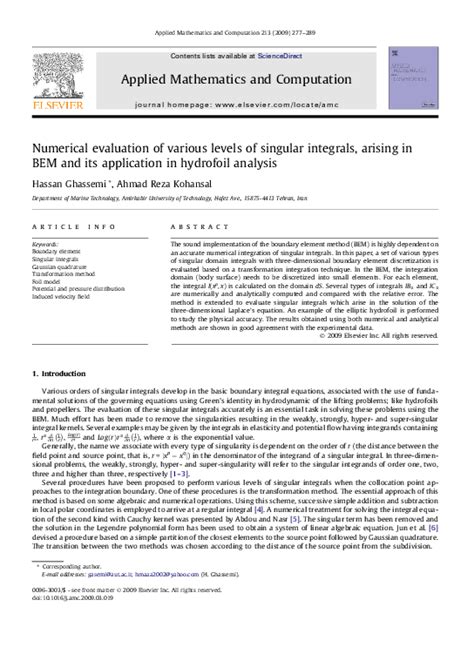 pdf numerical evaluation of various levels of singular integrals