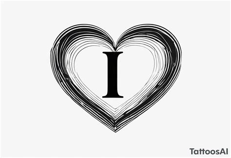 Picture Of The Letter I Within A Heart To Represent Oneself Tattoo Idea