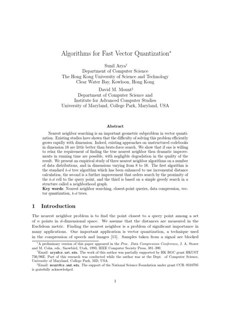 Algorithms For Fast Vector Quantization Proc Data Compression