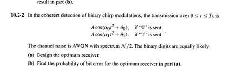 Solved Result In Part B 102 2 In The Coherent Detection