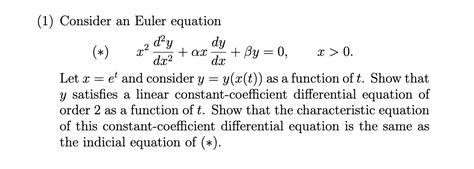 Solved 1 Consider An Euler Equation Chegg Com