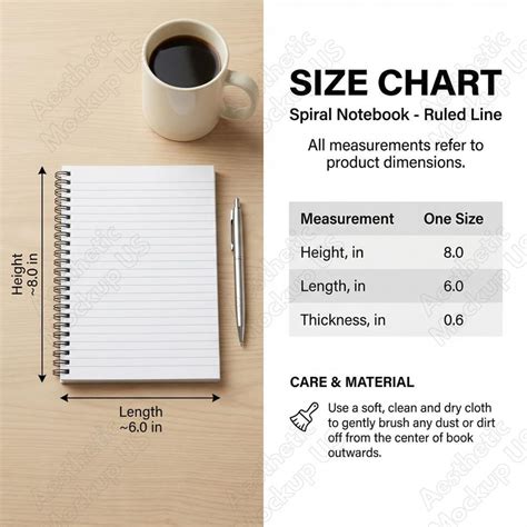 Printify Spiral Notebook Size Chart Ruled Line Notebook Digital