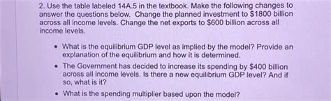 Solved 2 Use The Table Labeled 14a 5 In The Textbook Make