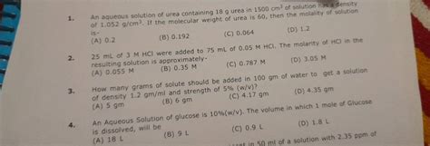 An Aqueous Solution Of Glucose Is 10 W V The Volume In Which 1 Mole Of