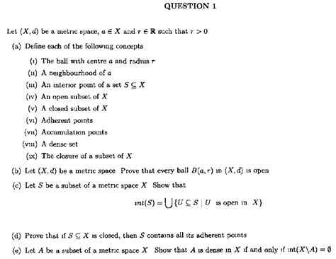 solved question 1 let x d be a metric space a e x and t e