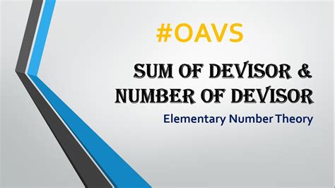 Sum Of Divisornumber Of Divisor By Virtualeducare Youtube