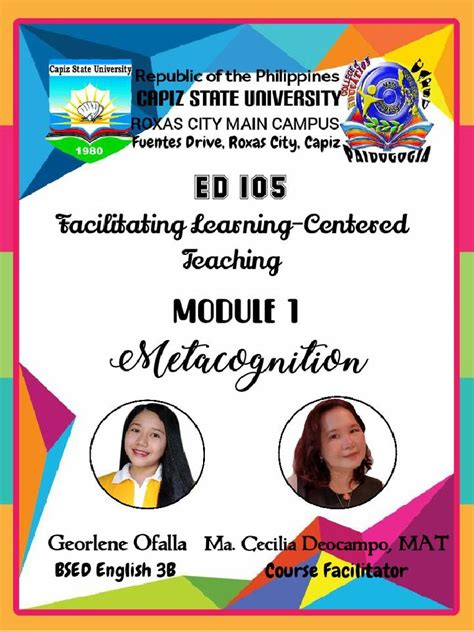 Ed 105 Module 1 Ofalla Georlene D Bsed English 3b Pdf Metacognition Thought