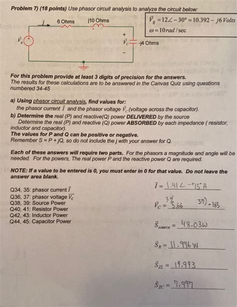 solved problem 7 18 points use phasor circuit analysis to