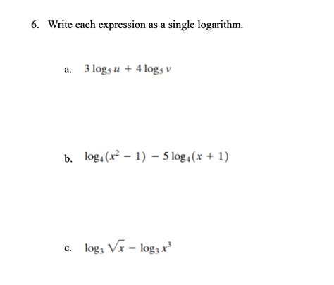 Solved 6 Write Each Expression As A Single Logarithm A