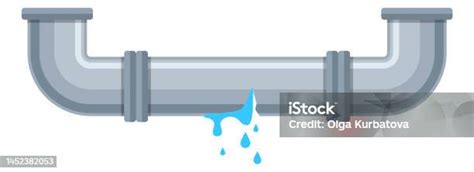 누출 파이프 물방울 깨진 하수구 누출 문제가있는 플라스틱 파이프 라인 배관공 수리 서비스 요소 단일 개체가 격리되었습니다 벡터 만화 평면 스타일 그림 유출에 대한 스톡 벡터