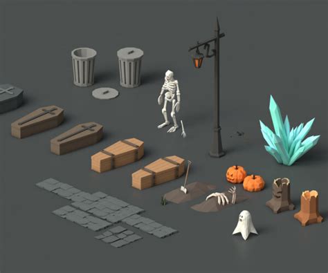 Artstation Low Poly Fantasy Scary Creepy Dark Halloween 3d Asset Pack