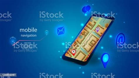 모바일 탐색응용 프로그램과 함께 휴대 전화의 벡터 그림입니다 과학 미래 웹 네트워크 개념 통신 첨단 기술 Eps 10 감시에 대한 스톡 벡터 아트 및 기타 이미지 Istock